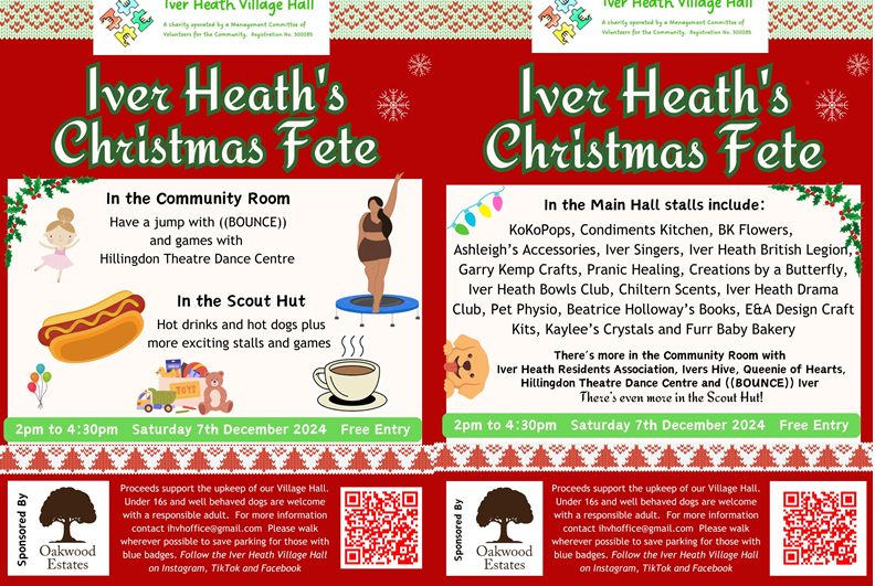 Oakwood Estates is delighted to be sponsoring the Iver Heath Christmas Fête